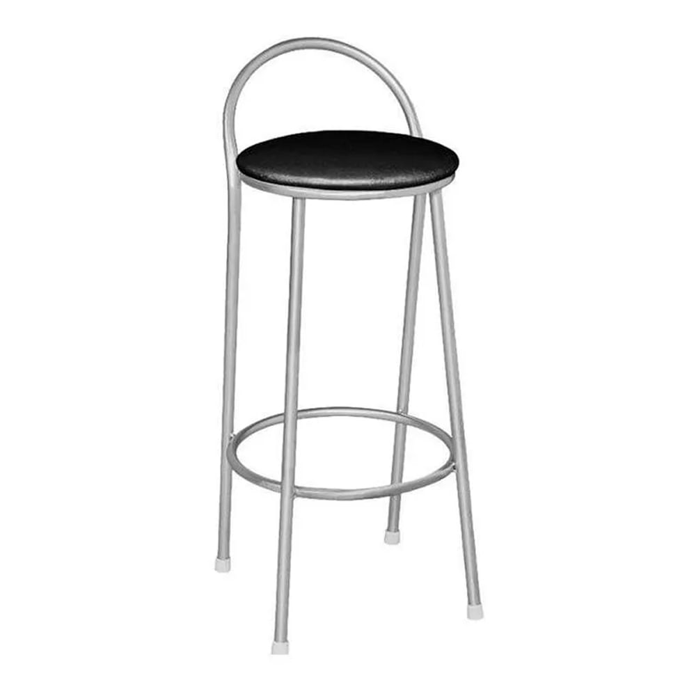 Banco Metalnew com Encosto Aço Prata com Preto 67 CM - Carajas Banco Metalnew com Encosto Aço Prata com Preto 67 CM - Carajas